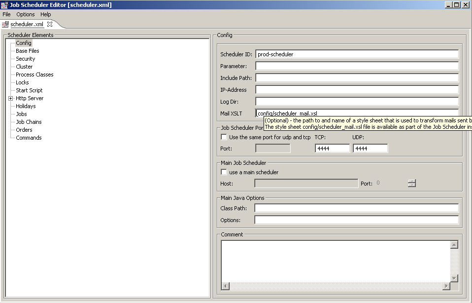 Configuration and Documentation of JobScheduler objects